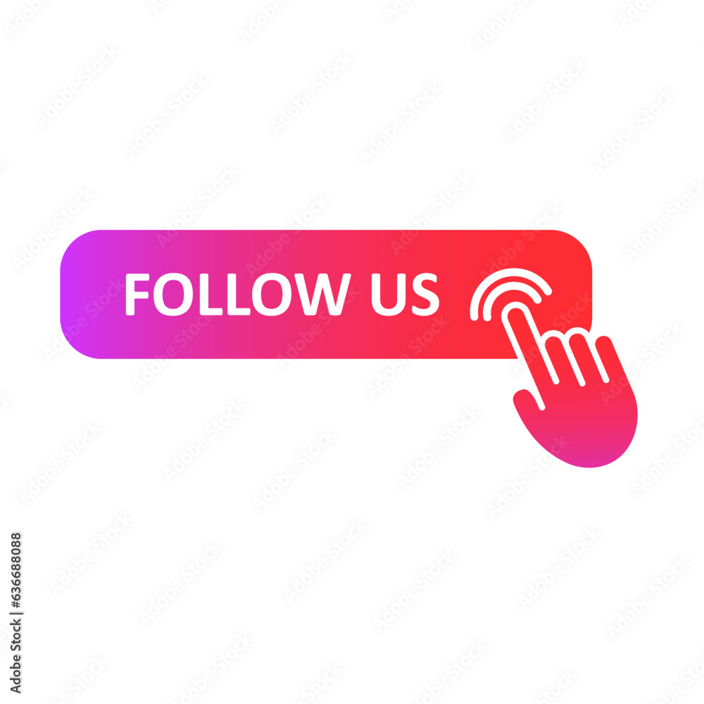 Button Follow us. Social media icon. Follow us with cursor button icon ...