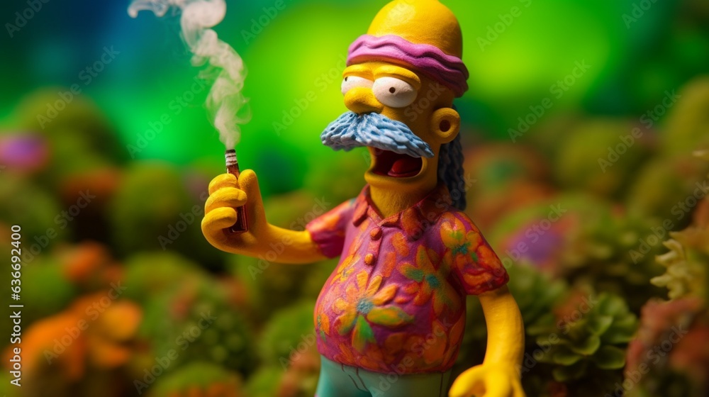 Homer Simpson as a psychedelic Claymation figure that.Generative AI Stock Illustration | Adobe Stock