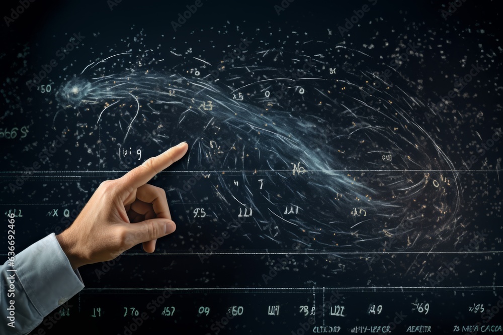 Educational lesson in school university class teacher hand fingers ...