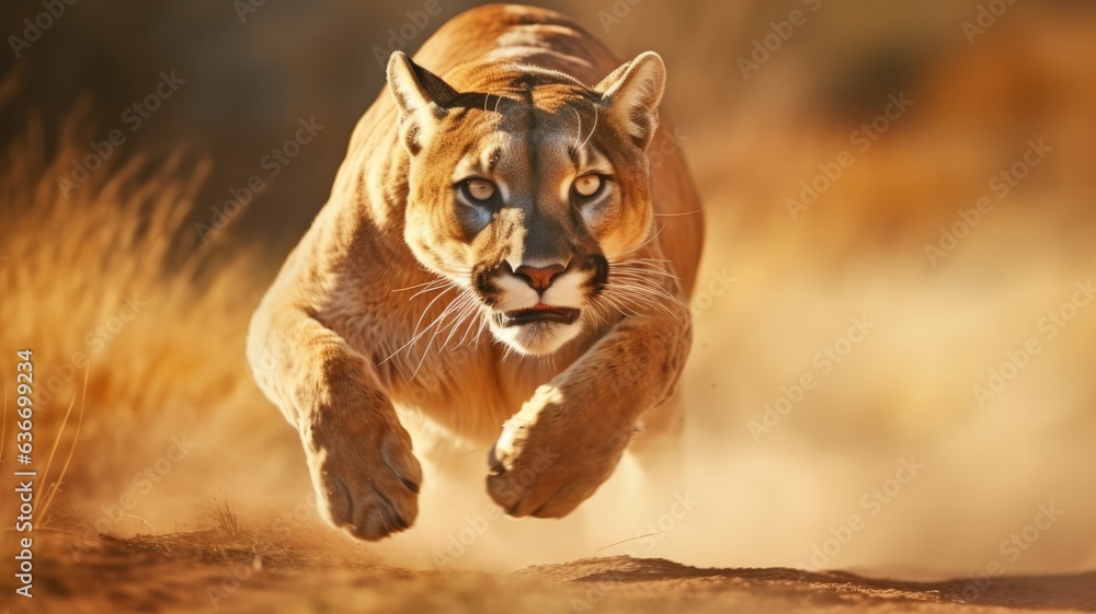 Puma in running, big cat Stock 写真 | Adobe Stock
