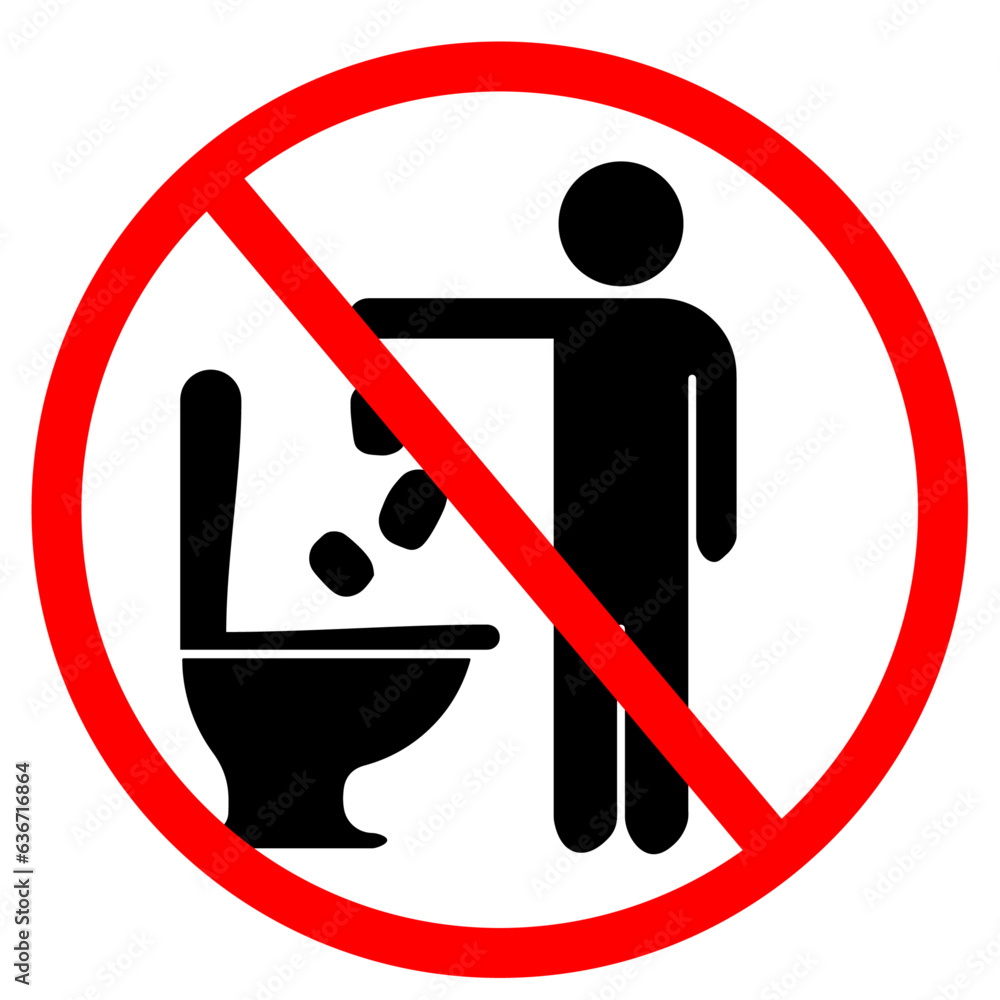 Do not litter in toilet icon, Keep clean sign, Prohibition icon sticker for area places ...