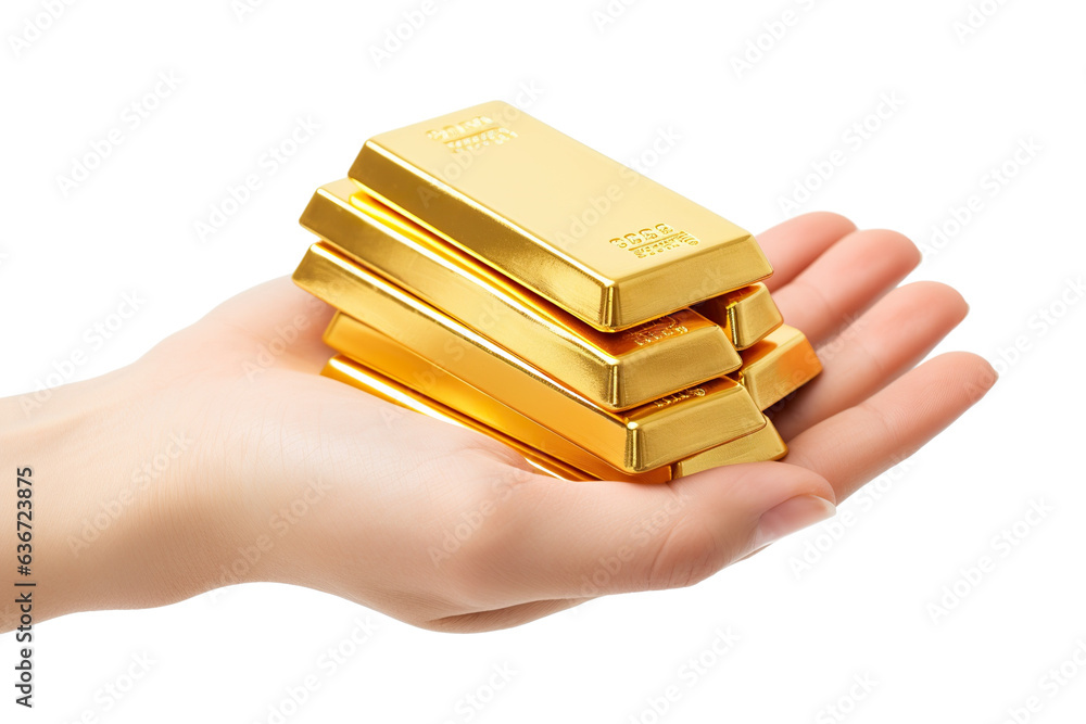 Hand-holding gold bars isolated on white background PNG Stock Photo ...