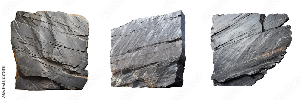 Slate stone a metamorphic rock from shale shown on transparent ...