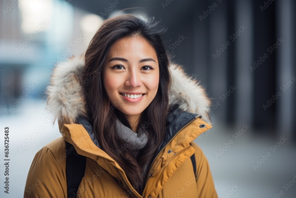 Medium shot portrait of a Chinese woman in her 30s in a modern ...