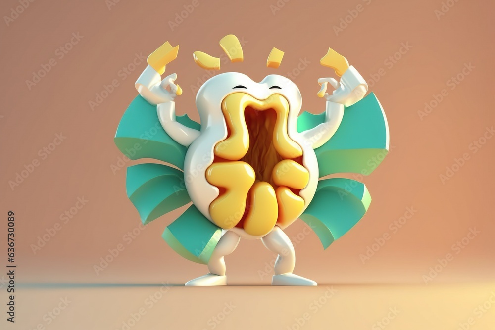Stomach. Cute cartoon healthy human anatomy internal organ character ...
