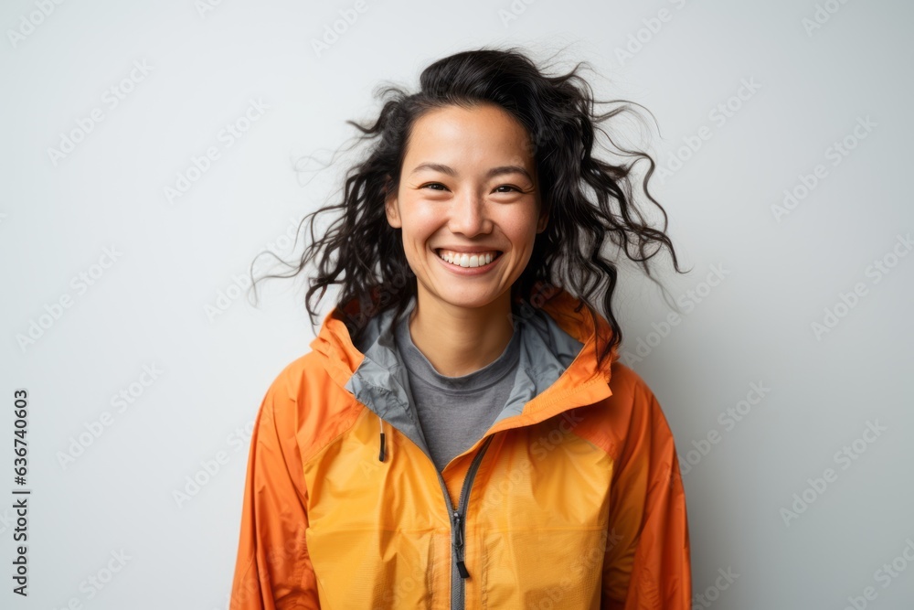 Portrait of a Chinese woman in her 30s in a minimalist or empty room ...