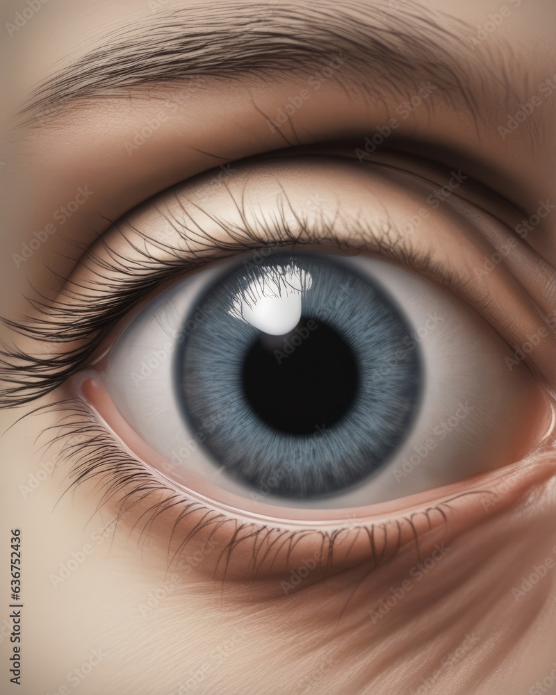 Human blue eye close-up with dilated pupil Stock Illustration | Adobe Stock
