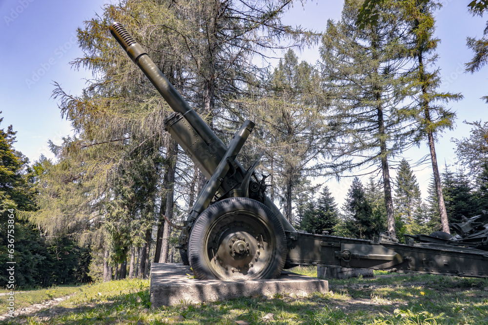 Large caliber cannon from World War II from Death Valley Slovakia Stock ...