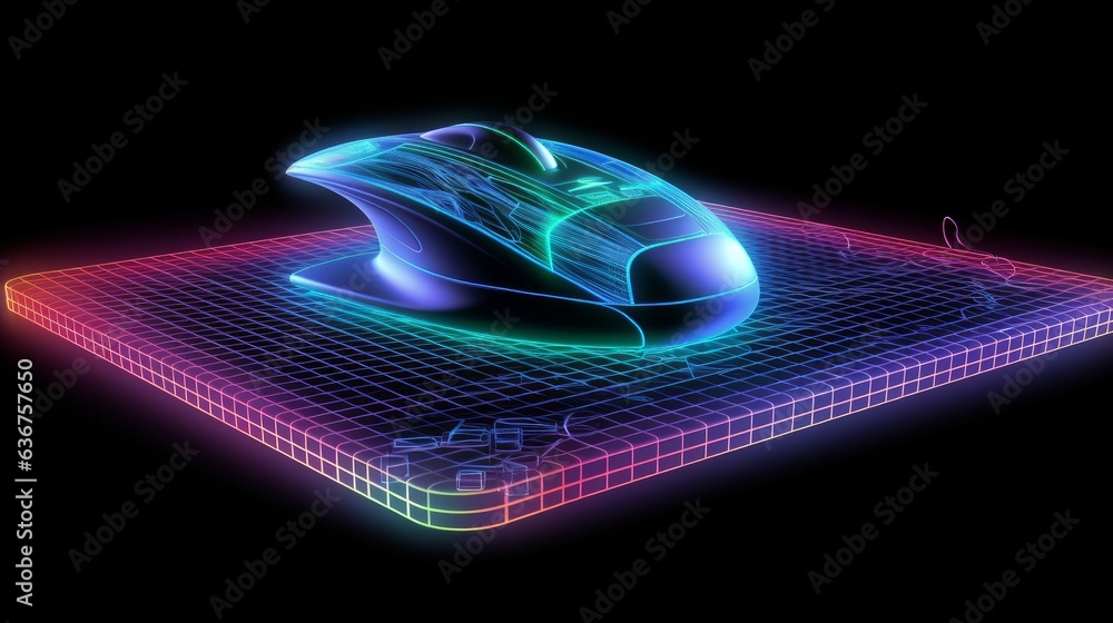 Hologram of a computer mouse with holographic buttons and scroll wheel ...