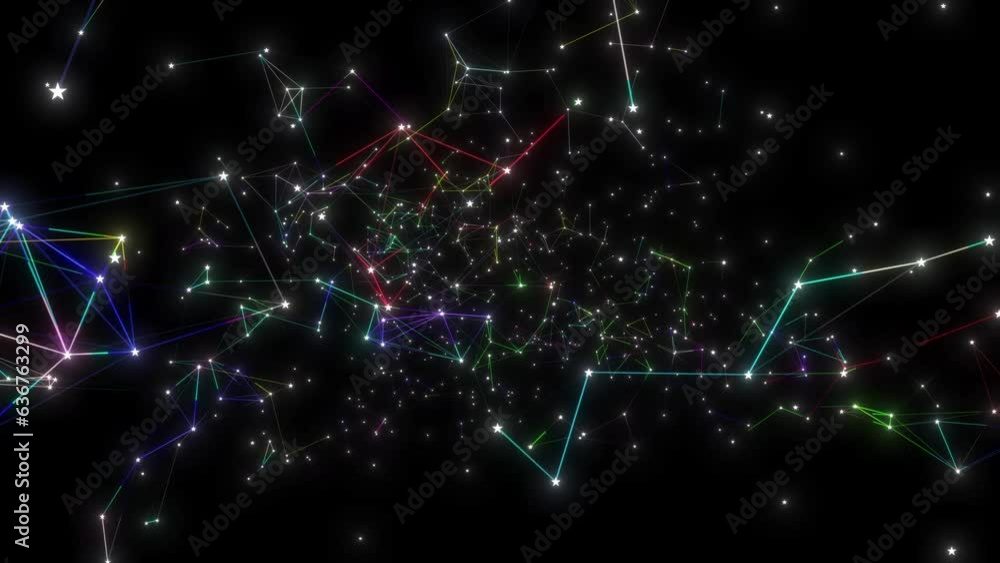 Stars Connect With Plexus Line In Outer Space On Black Background ...