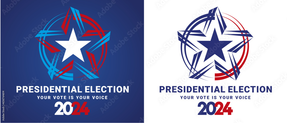 USA Presidential Election 2024. USA star with american flag colors and ...