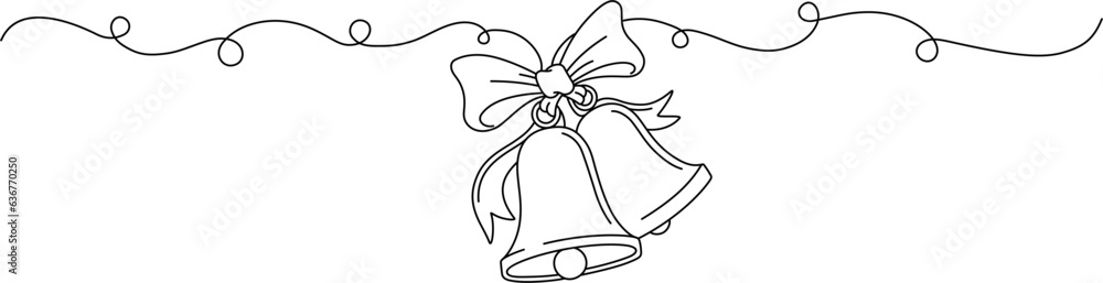 christmas bells line art style. christmas elements Stock Vector | Adobe ...