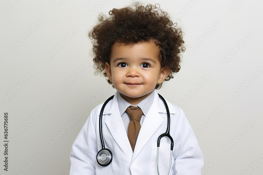 portrait of a little black boy dressed as a doctor, ai generated Stock ...