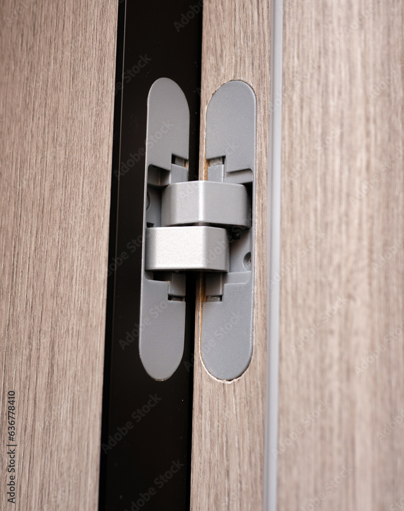 Door hinge for interior doors, close-up. Accessories for doors webbing ...