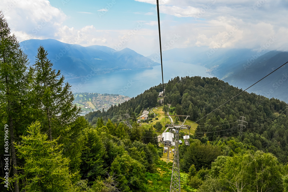 Cimetta, Hausberg, Cardada, Sessellift, Locarno, Maggia, Fluss ...
