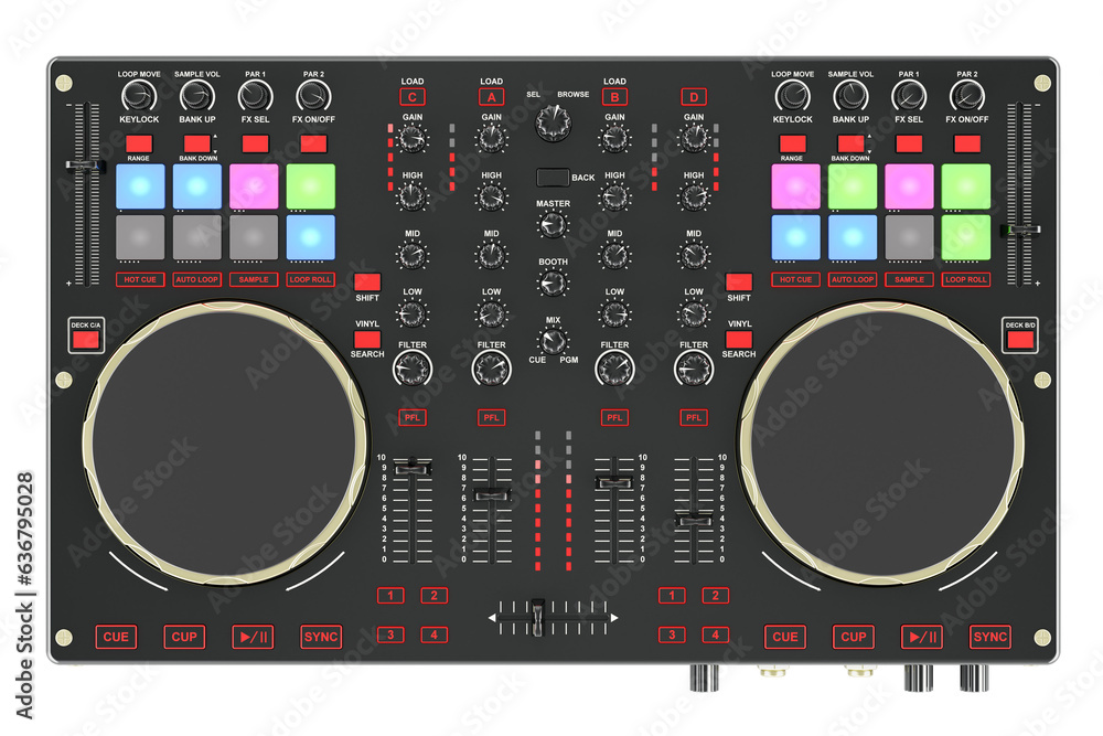 Digital DJ Controller, DJ Console. 3D rendering isolated on transparent ...