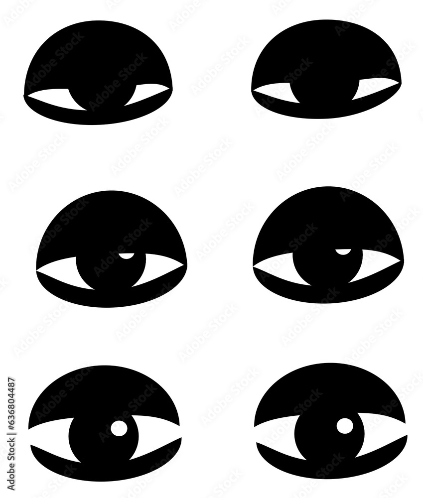Set of comic eyes. Transparent background. 3 different variations ...
