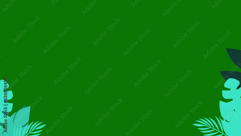 Palm tree frame animation on green screen. Summer leaf's frame ...