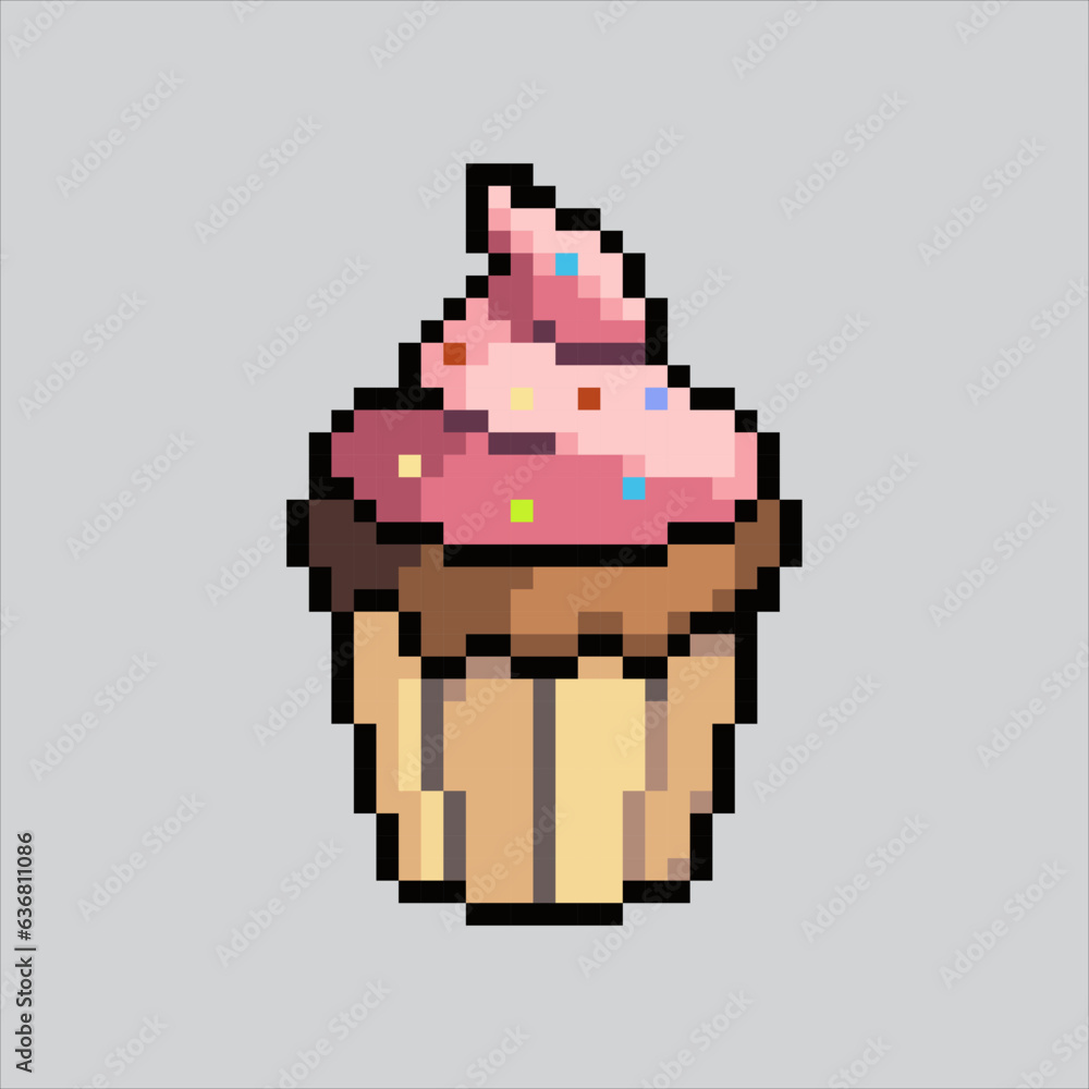 Pixel art illustration Cupcake. Pixelated Cupcake. Sweet cupcake food ...