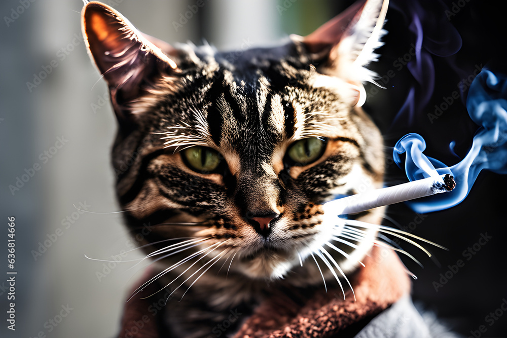 Cat Smoking Cigarette