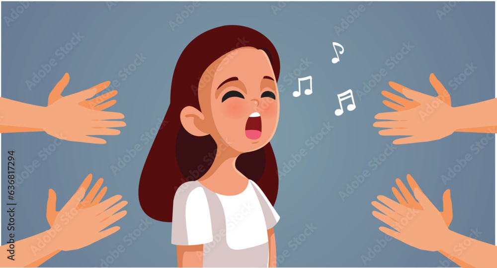 People Applauding Talented Singer for Her performance Vector Cartoon ...