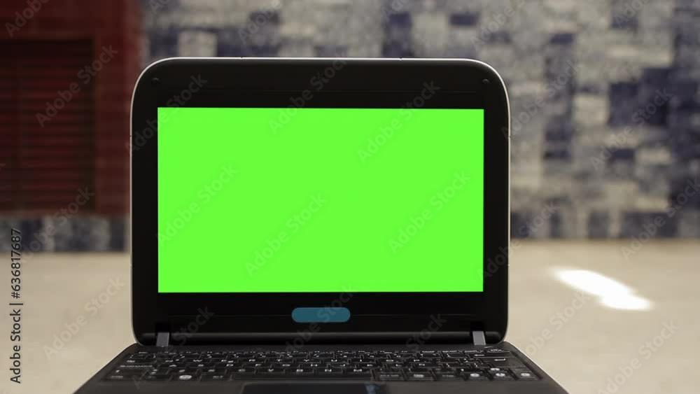 Laptop Green Screen. Closeup. You can replace green screen with the ...