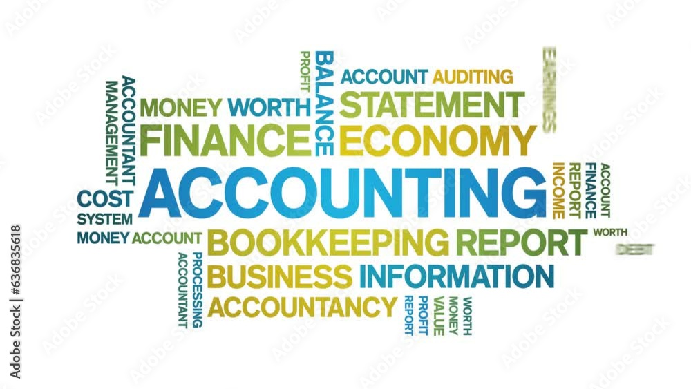 Accounting animated tag word cloud;text design animation kinetic ...