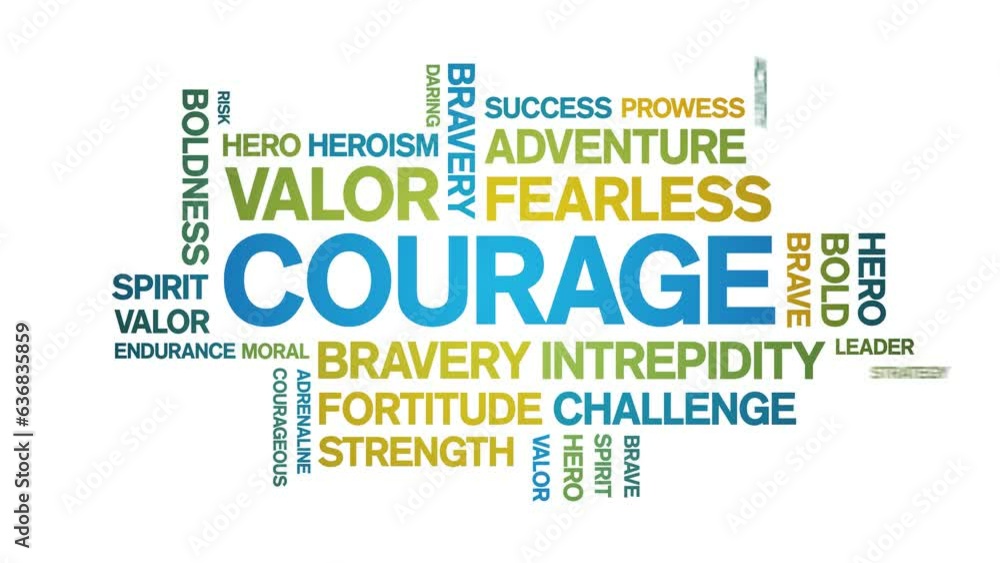 Courage animated tag word cloud;text design animation kinetic ...