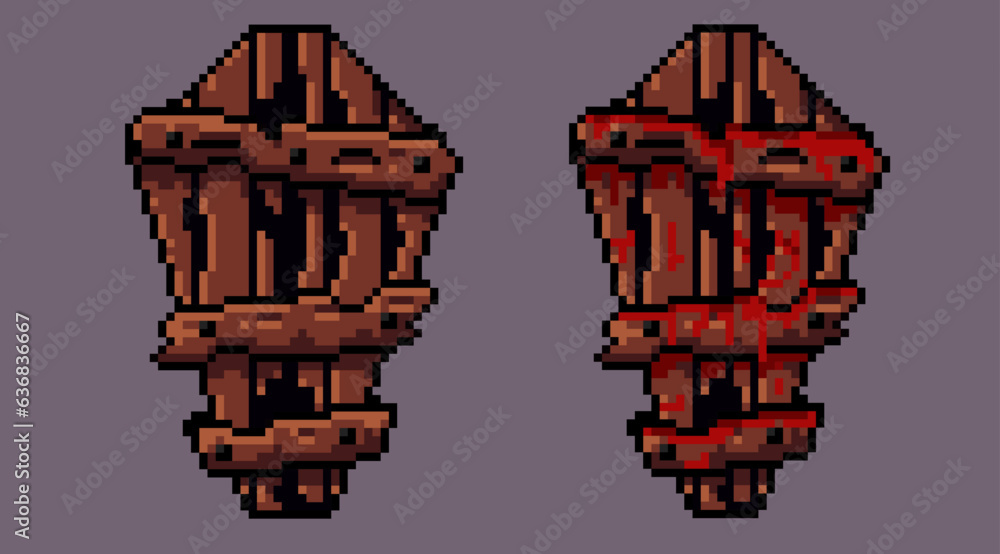 Pixelated art of wooden bloody casket , simple pixel art casket for ...