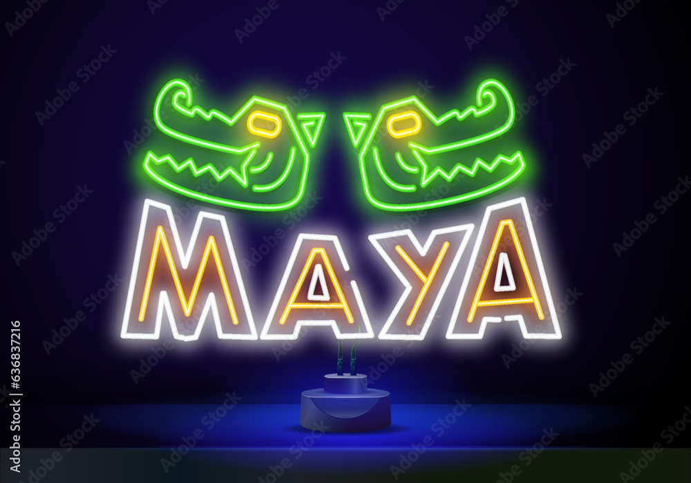 Stone inscription treasures of the Maya civilization. Logo, symbols and ...