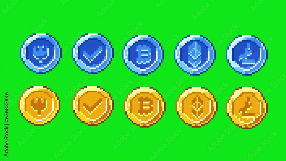 Pixel art of Coin animation, Coin pixel art slowly formed from the bot ...