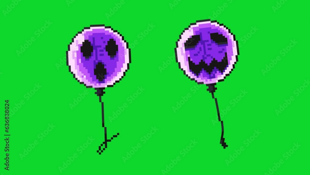 Pixel art of balloon animation, simple movement of Halloween balloon ...