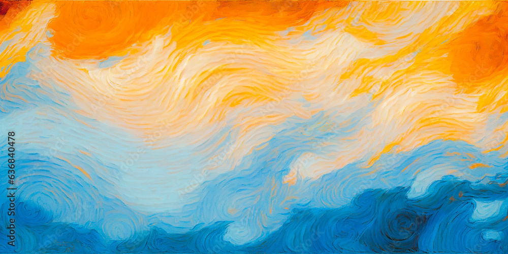 Colorful ocean sunset abstract illustration, hand touched by Vita Stock ...