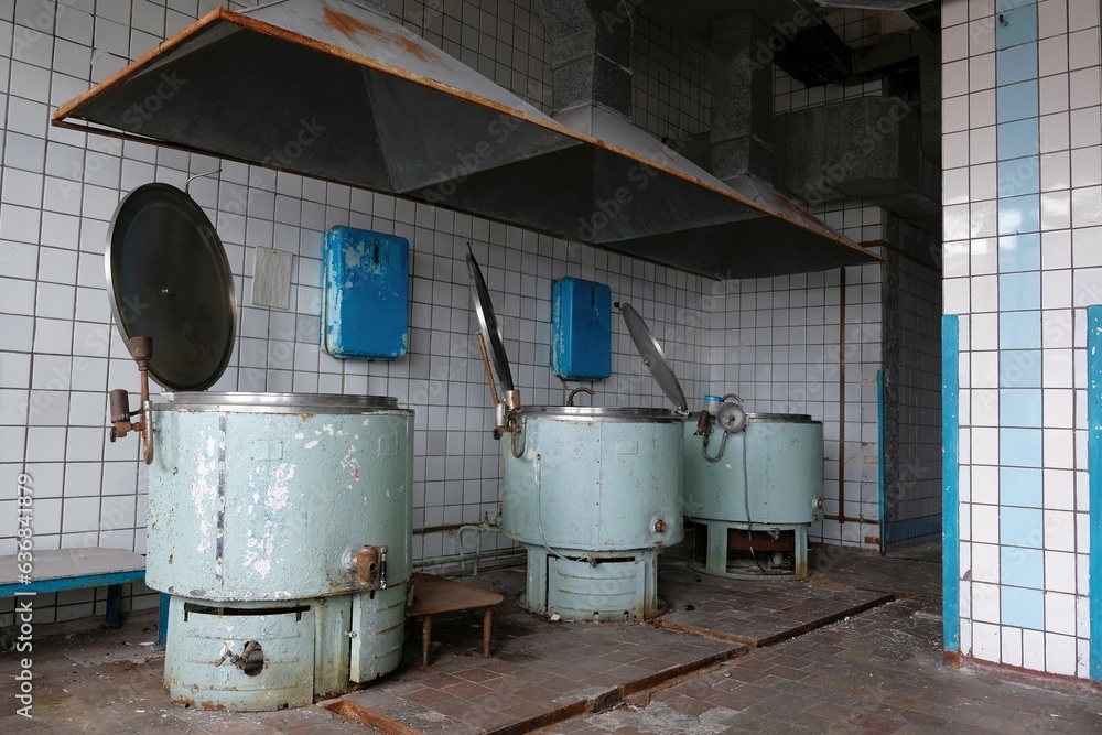 Pyramiden, Norway - 19 July 2023: Interior of Cafeteria building in ...