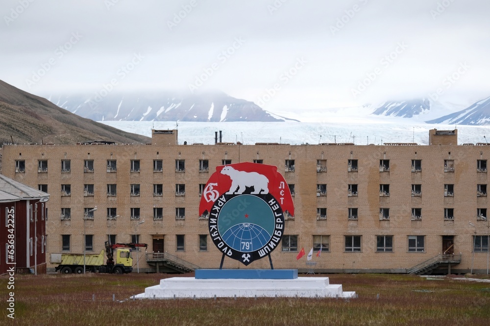 Pyramiden, Norway - 19 July 2023: The abandoned russian mining town ...