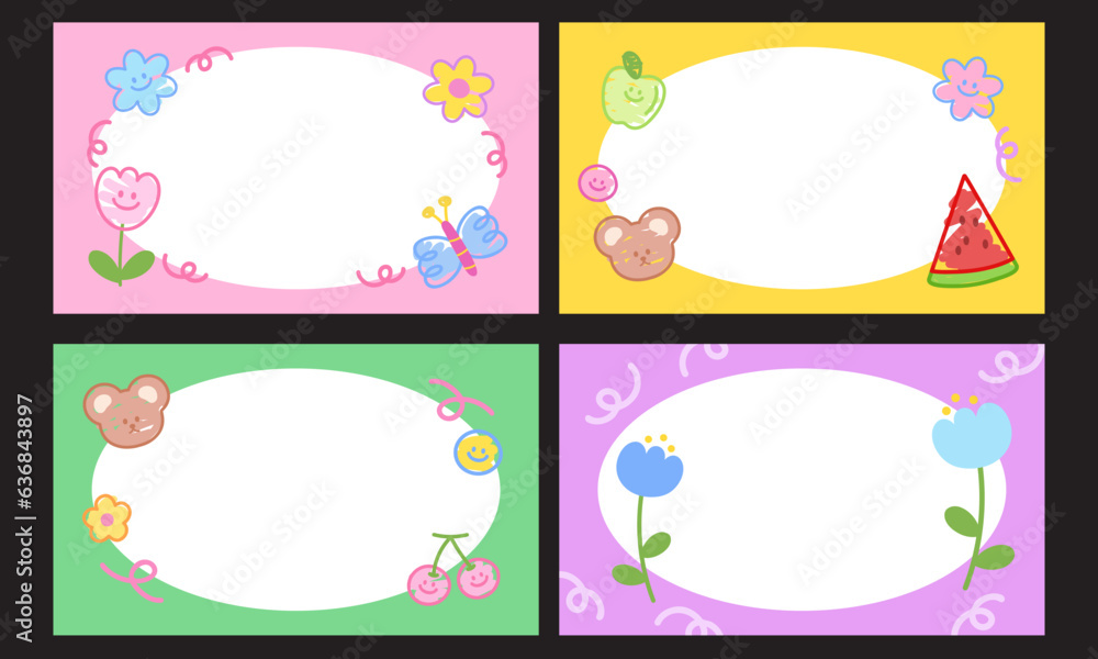 Set of frames, banners, name tags, memo, sticky notes, wallpapers ...