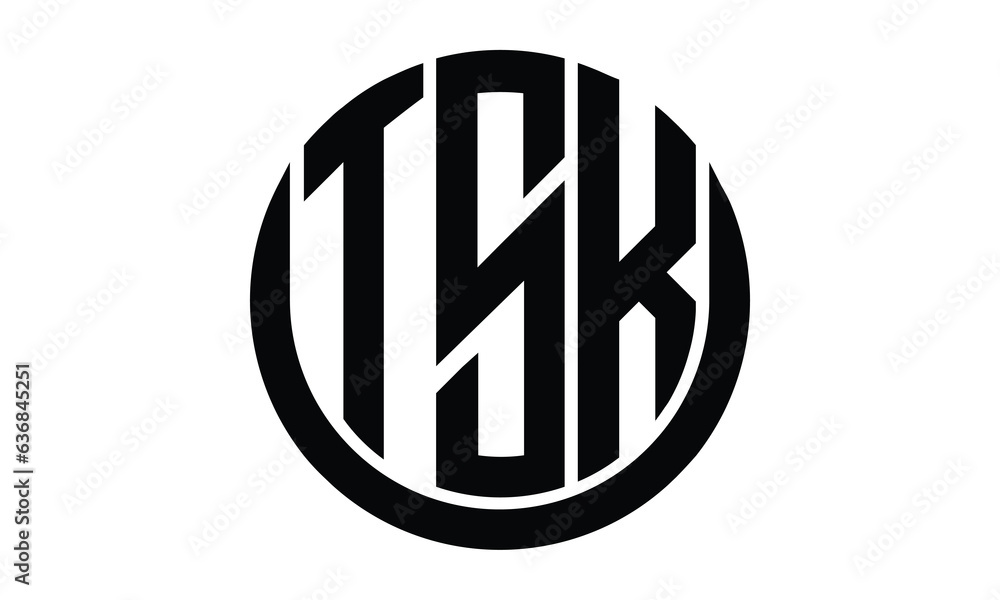 TSK shield in circle logo design vector template. lettermrk, wordmark ...