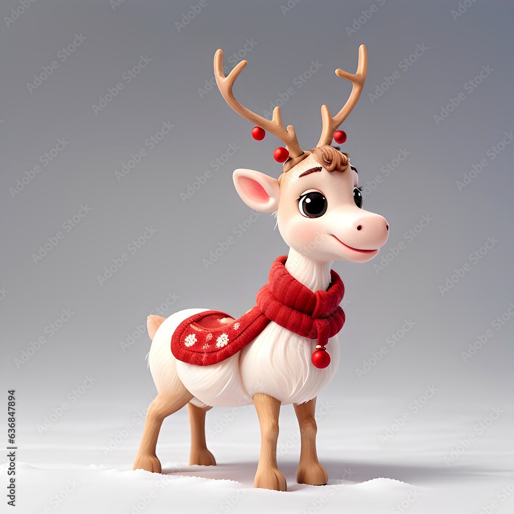 Cartoon reindeer clipart christmas Animation style with dark blue ...