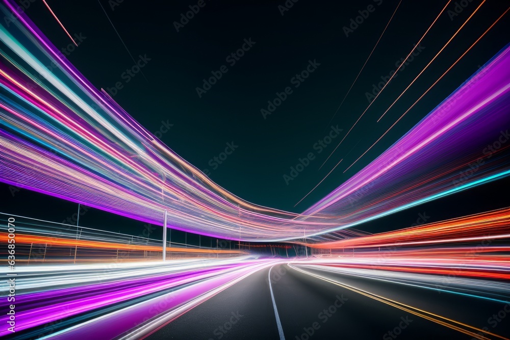 Car motion trails. Speed light streaks background with blurred fast ...