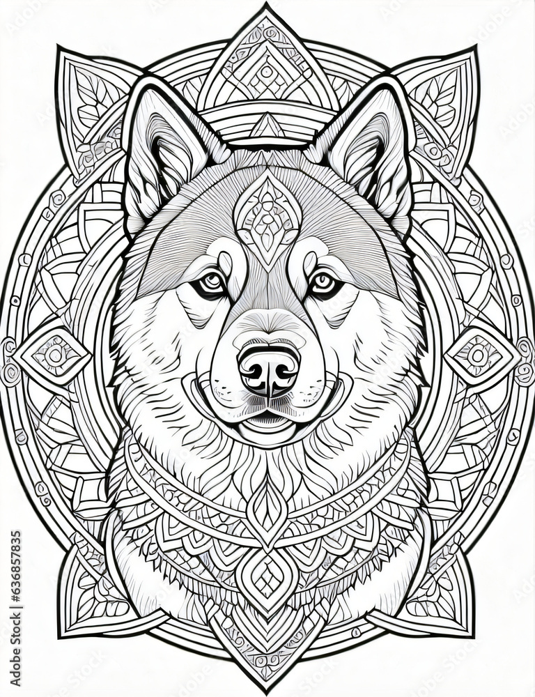 akita inu Dog Breed Coloring Pages for Relaxation. Coloring Pages for ...