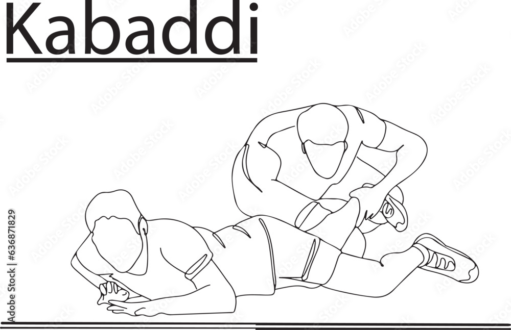 One-Line Cartoon Illustration of Kabaddi Player, Kabaddi Championship ...