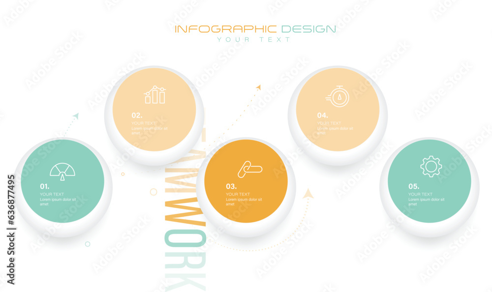 Vetor de Infographic 5 Steps Modern Mind map diagram with Icons, vector ...