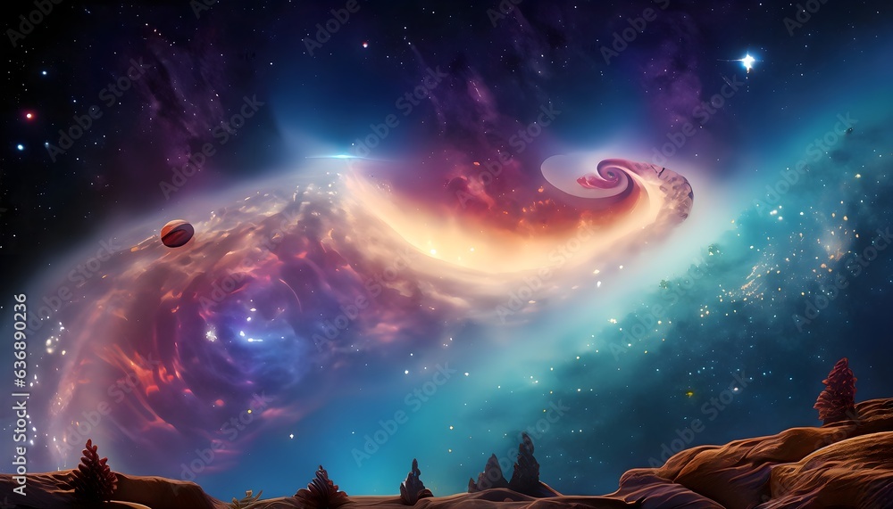 sky with stars and clouds wallpaper space exploration scene, featuring ...