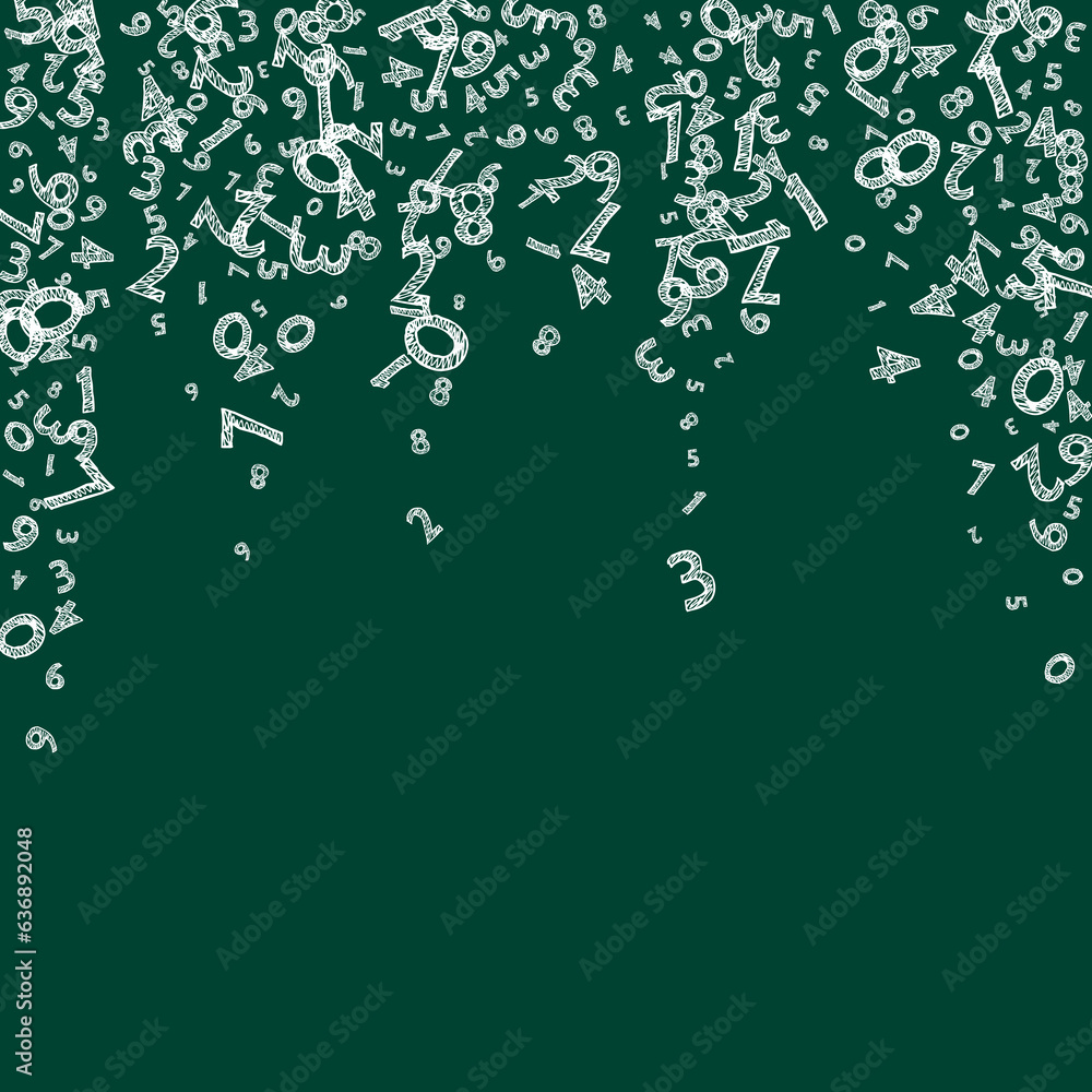 Falling childish chalk numbers. Math study concept with flying digits ...