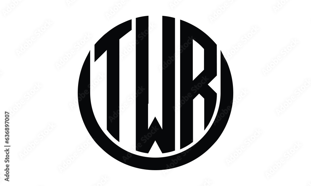 TWR shield in circle logo design vector template. lettermrk, wordmark ...