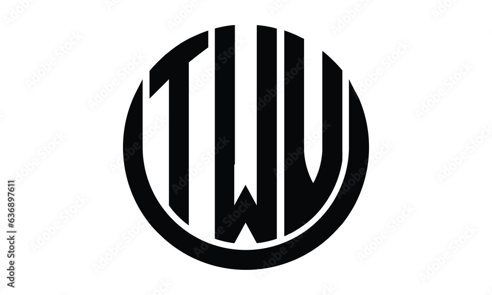 TWV shield in circle logo design vector template. lettermrk, wordmark ...
