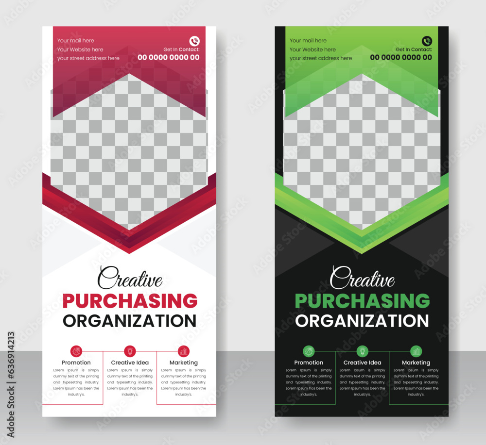 Modern business corporate dl Flyer Rack Card design template with roll ...