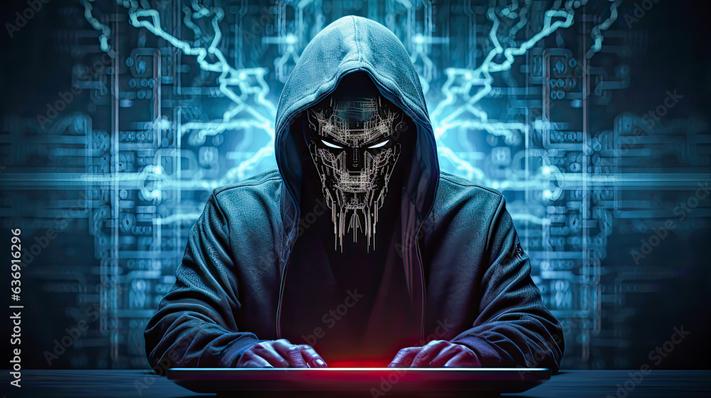 Hacker with a concealed identity, highlighting digital threats and ...