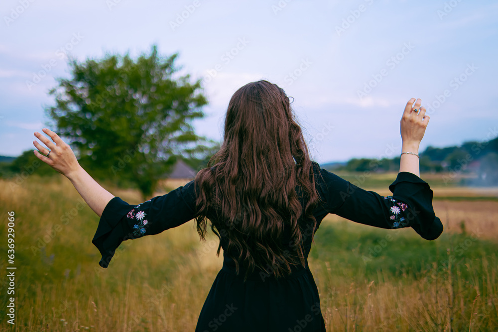 girl with long hair.woman's mental health.calm peaceful dreamy girl ...