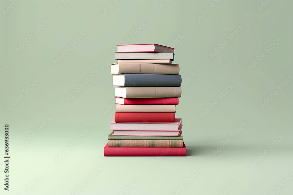 Stack of books with titles book reading benefits on spines. AI ...